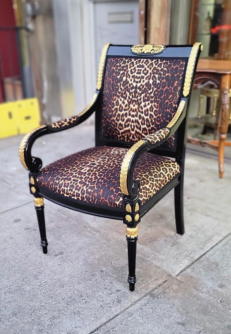 Leopard French Armchair Gold Leaf Chair Furniture Baroque Rococo ...