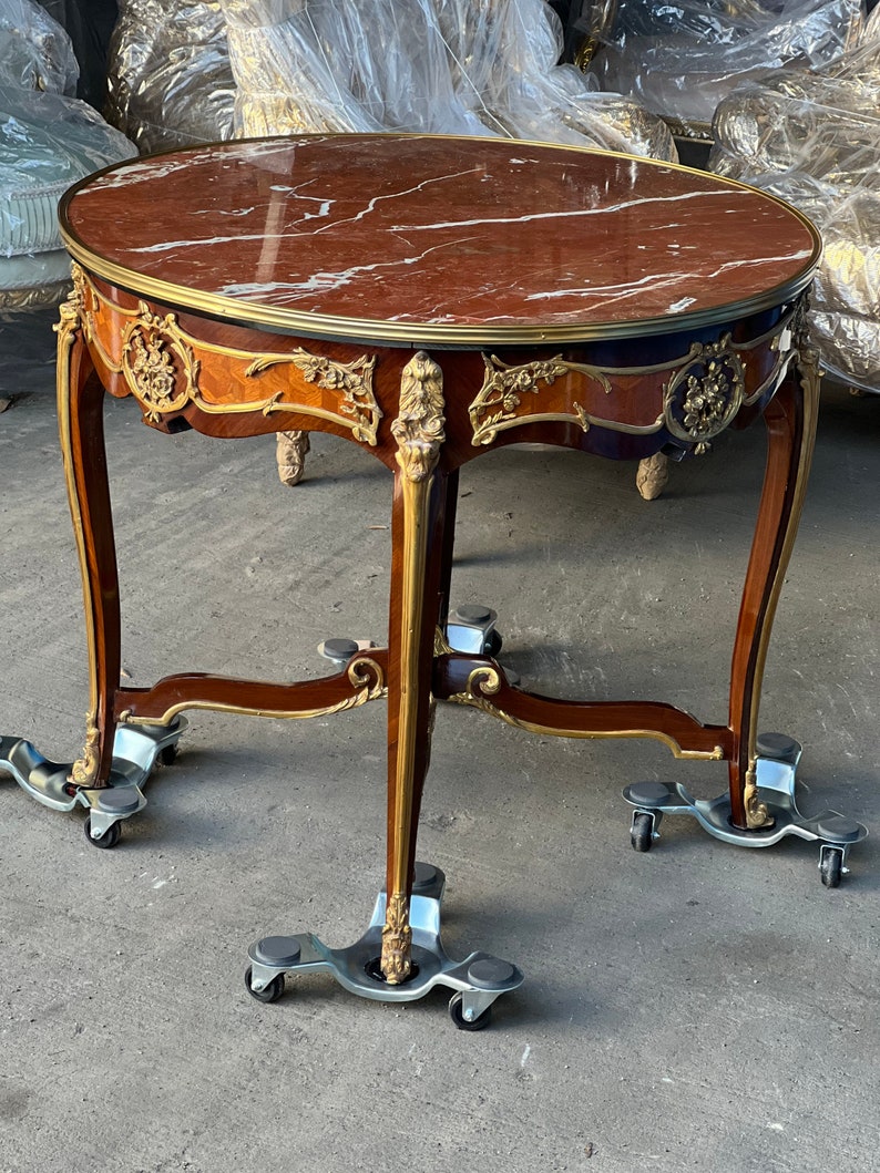 Louis XV Style French Salon Center Table With Rojo Alicante - Etsy