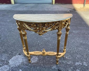 Gilded Console Table With Mirror , Gold Console Table,louis XVI Gilded ...