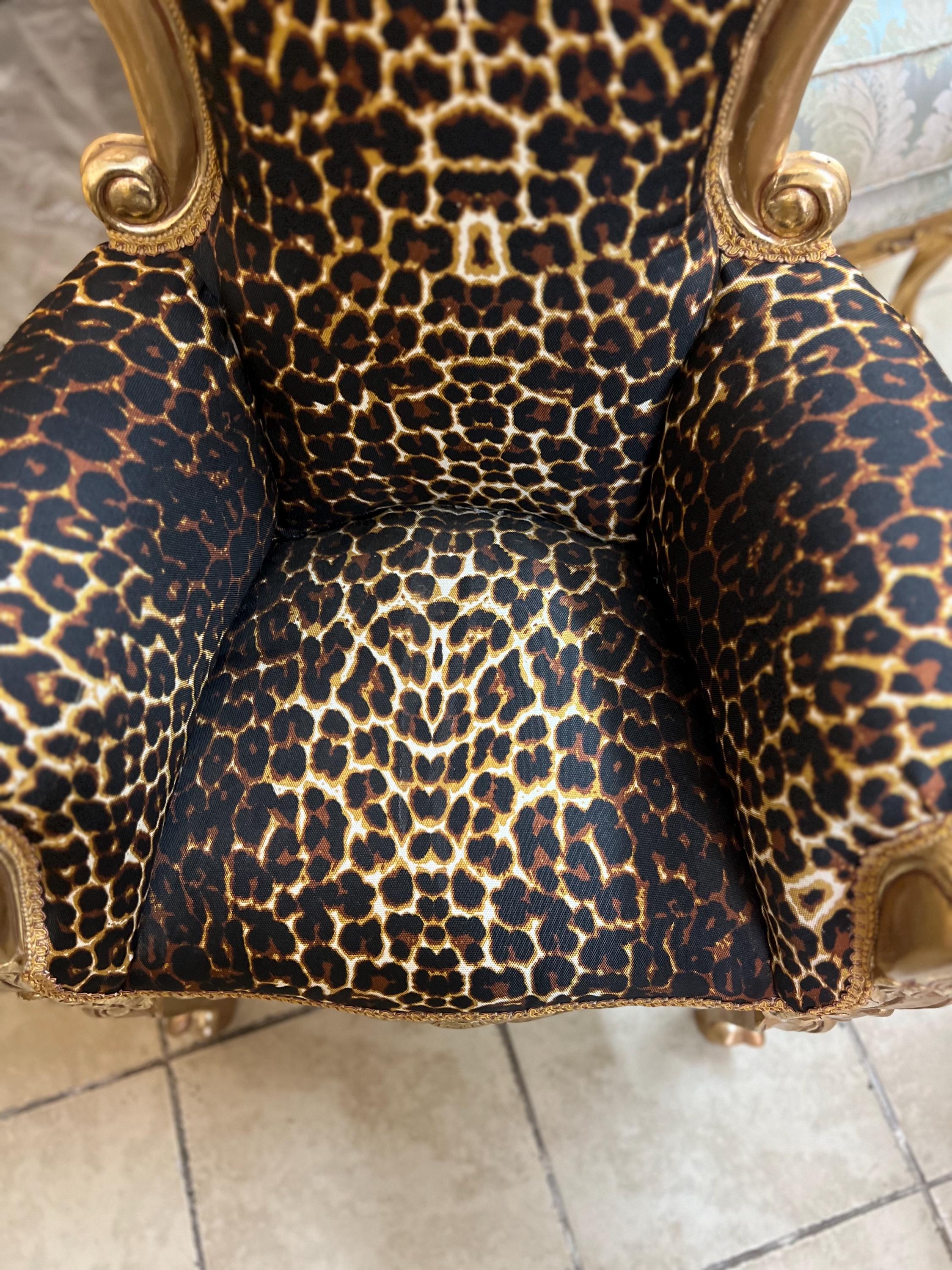 Children Chair Painted in Gold Paint and Leopard Print Upholstery - Etsy