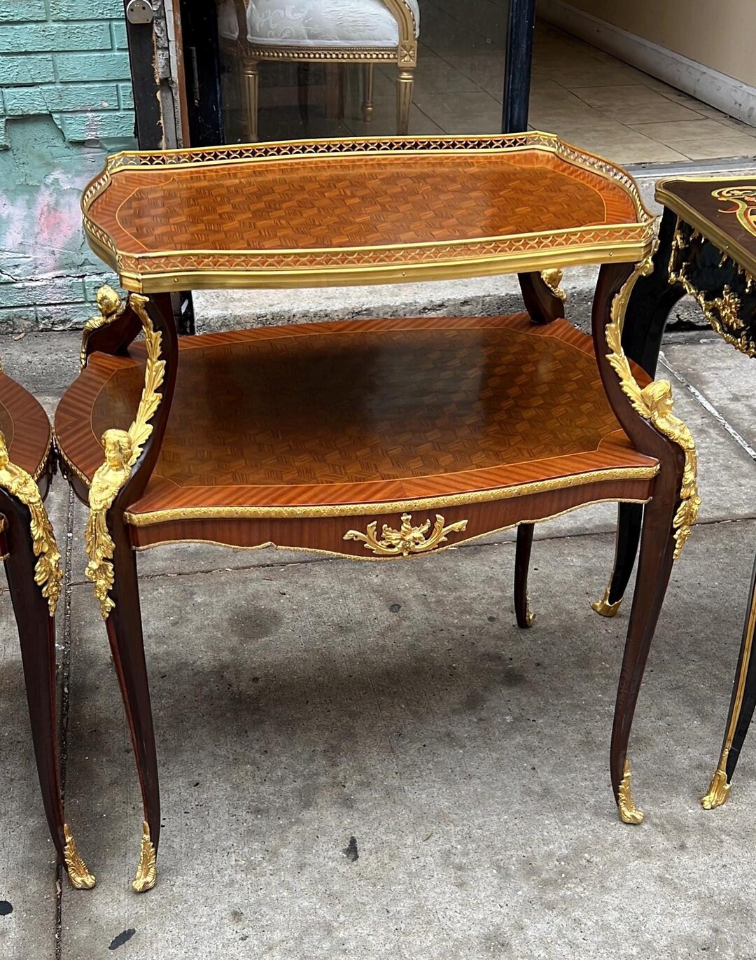 Parquetry Two Tier Tea Table - Etsy