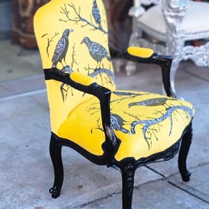 Gothic Raven Crow Yellow Velvet and Embroidery Armchair - Etsy