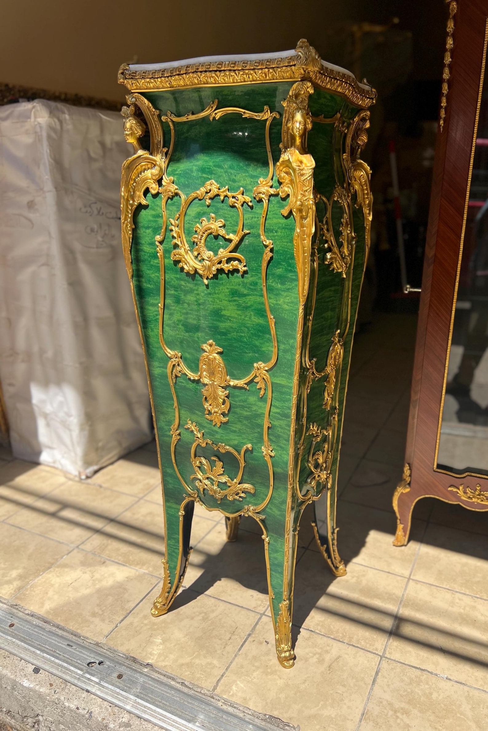 Pair of Louis XV Faux Malachite Pedestal Table Stands French Style - Etsy