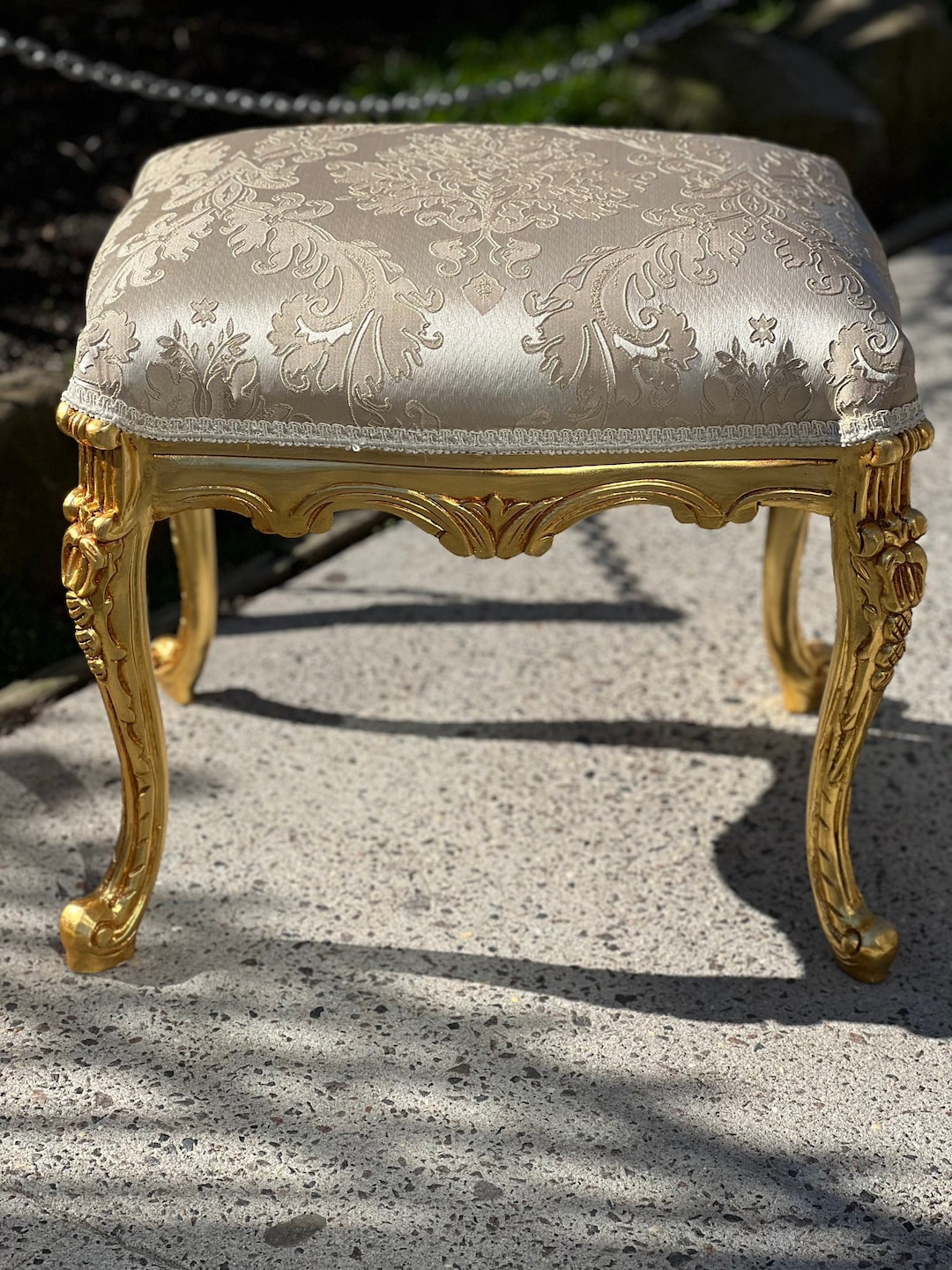 Louis XV Gold Leaf Bench Stool Ottoman Real Solid Wood. - Etsy