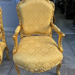 Louis XV Style Gold Damask Chair Armchair - Etsy