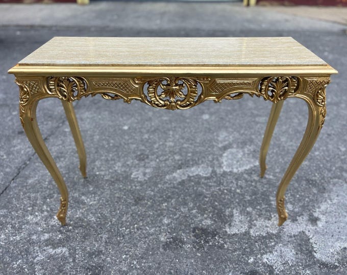 Gilded Console Table With Mirror , Gold Console Table,louis XVI Gilded ...