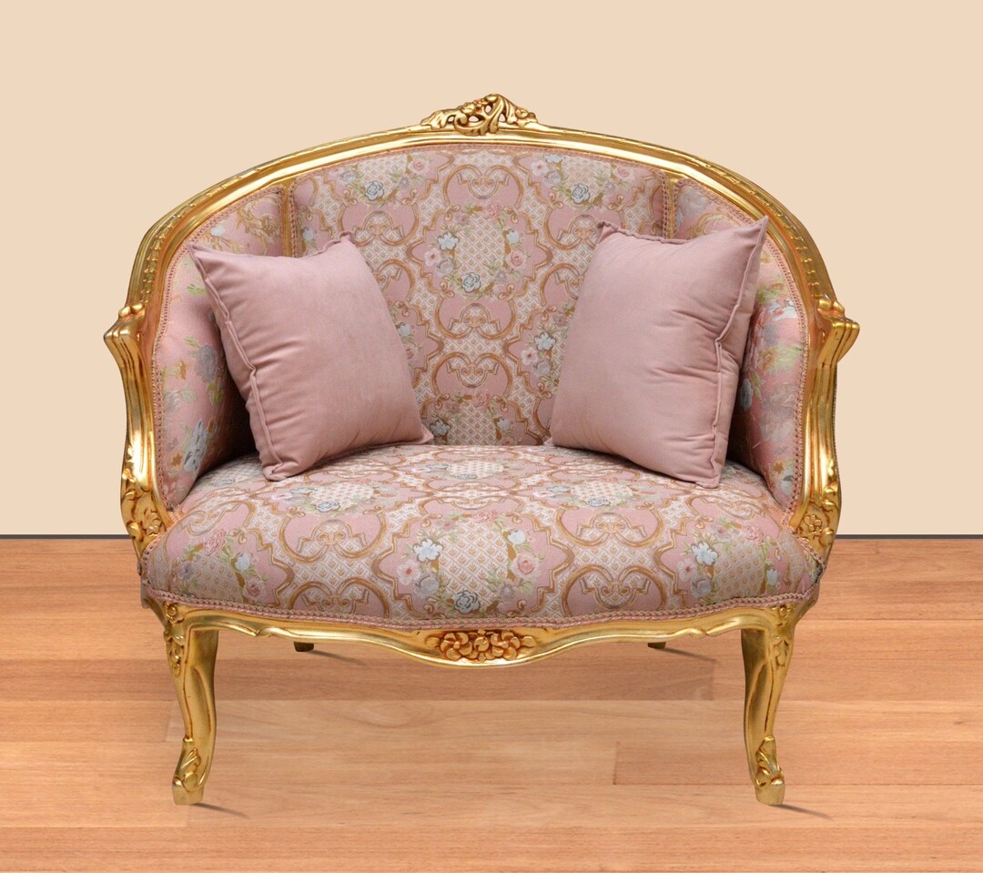 French Style Settee Gold Leaf Loveseat Sofa - Etsy