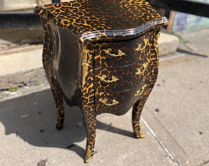Leopard Chest of Drawers Side Table Nightstand Animal Print Accent ...