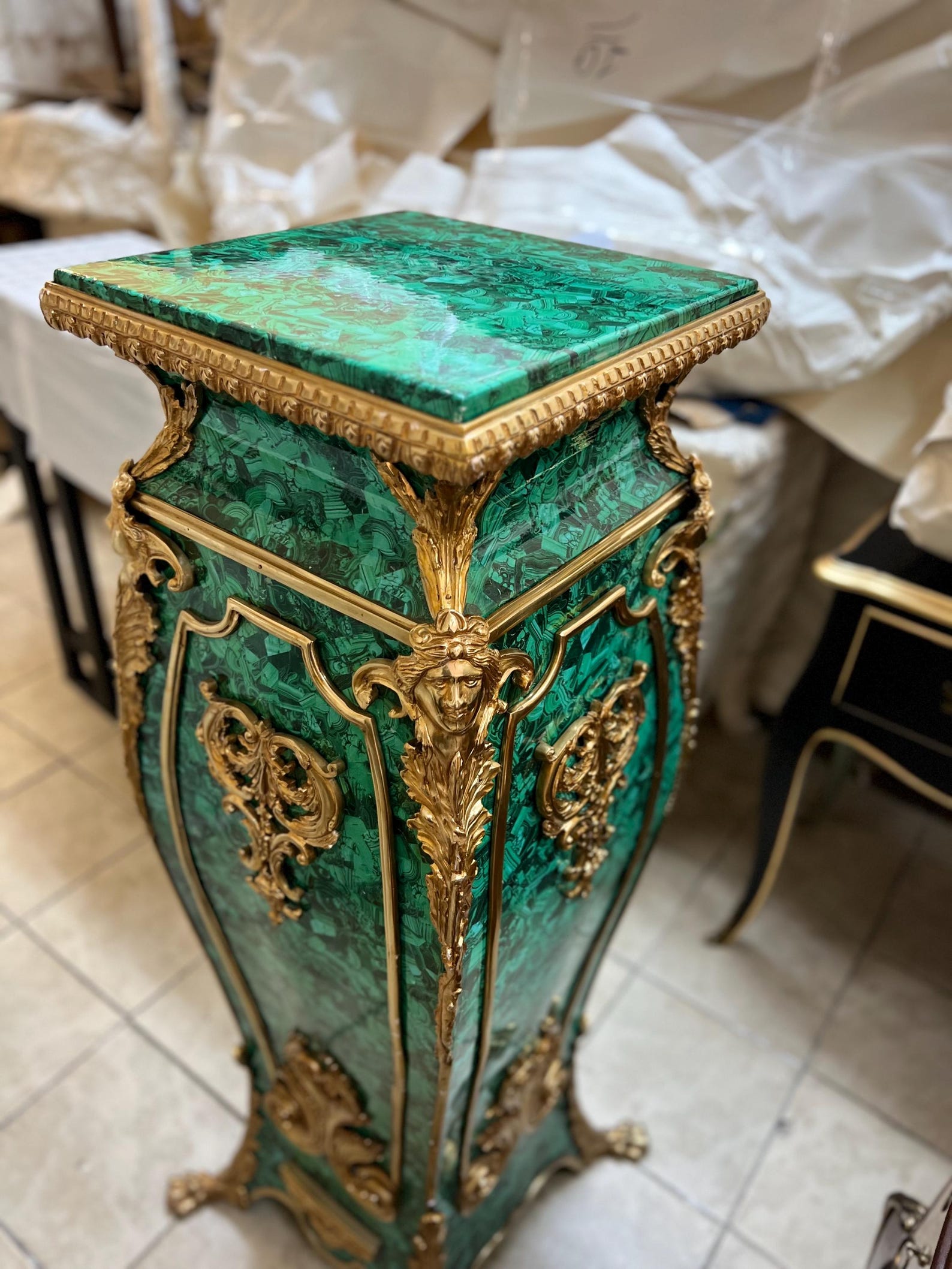 Pair of Louis XV Faux Malachite Pedestal Table Stands French Style - Etsy
