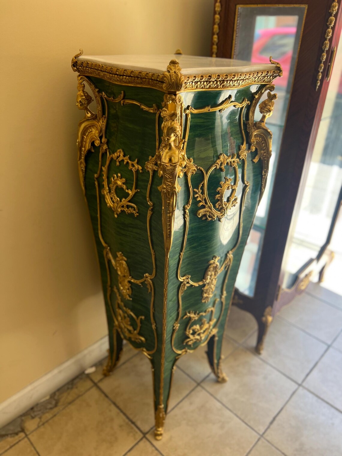 Pair of Louis XV Faux Malachite Pedestal Table Stands French Style - Etsy