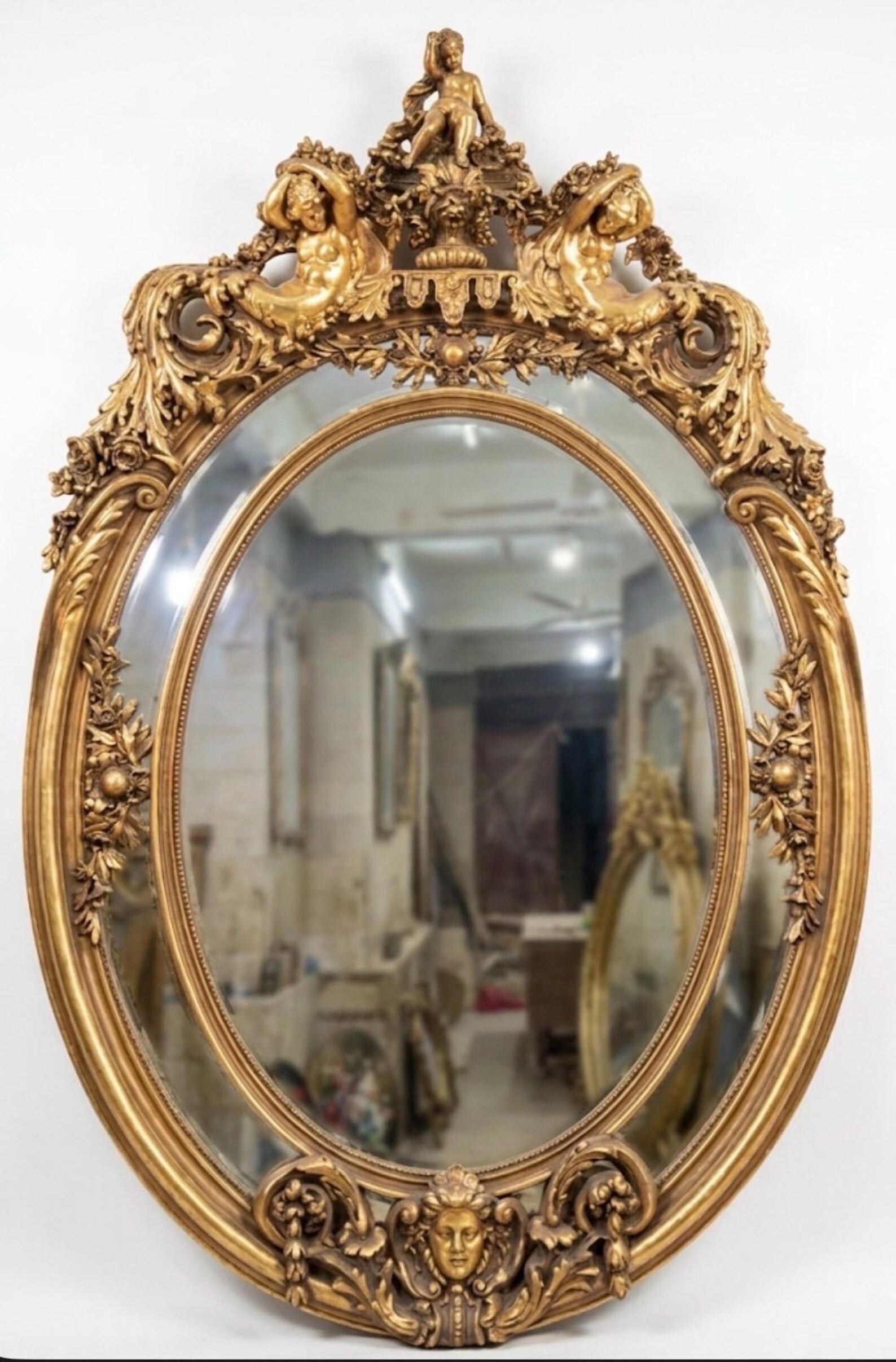 Huge 7 Feet 11 Oval Mirror in Gold Leaf - Etsy