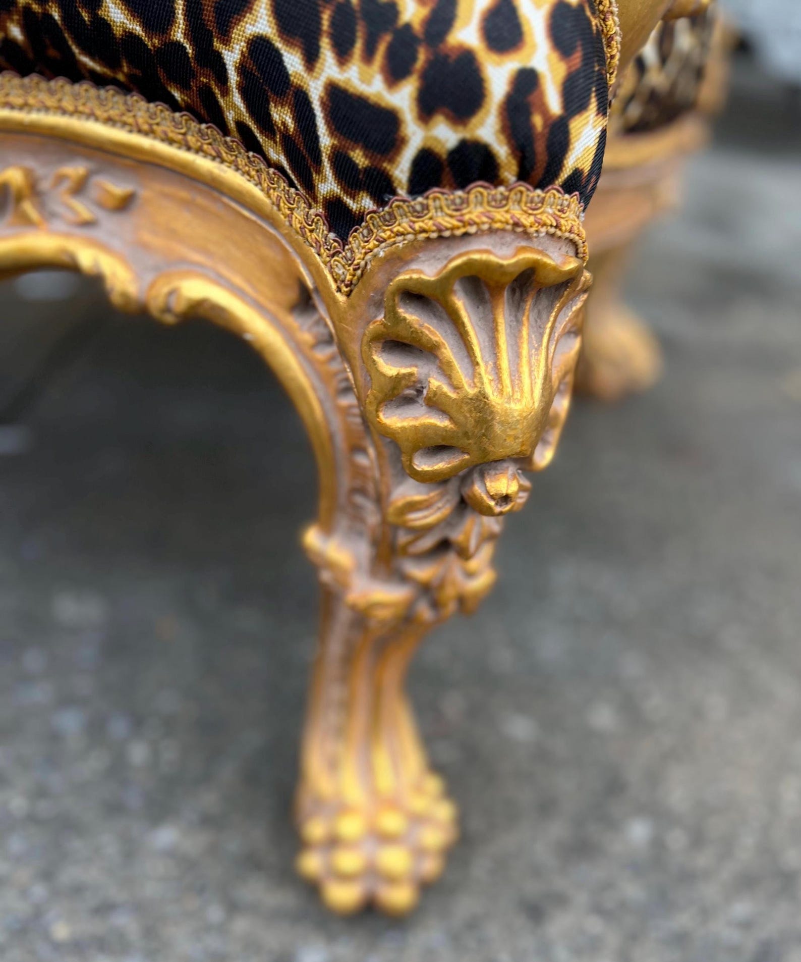 Vintage Leopard Print Throne Chair: Carved Gold Gilded Wood - Etsy