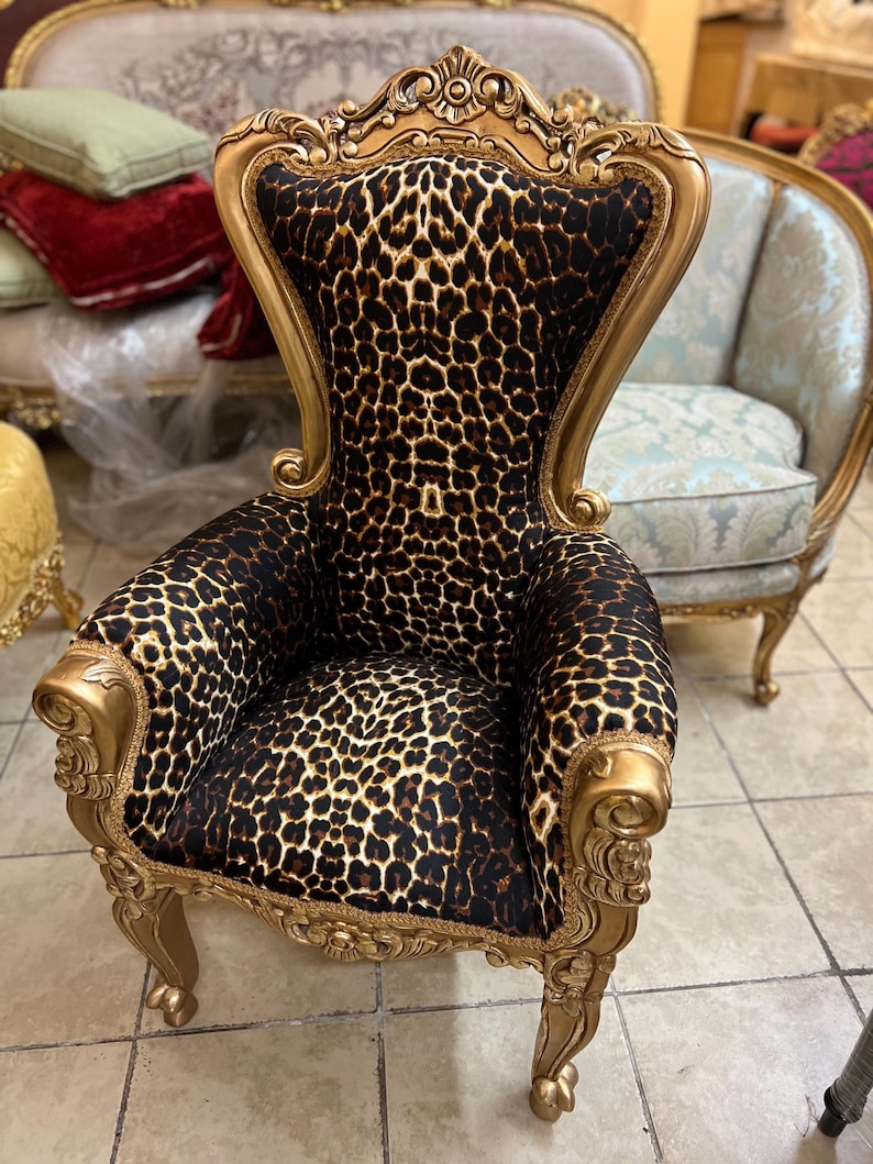 Children Chair Painted in Gold Paint and Leopard Print Upholstery - Etsy