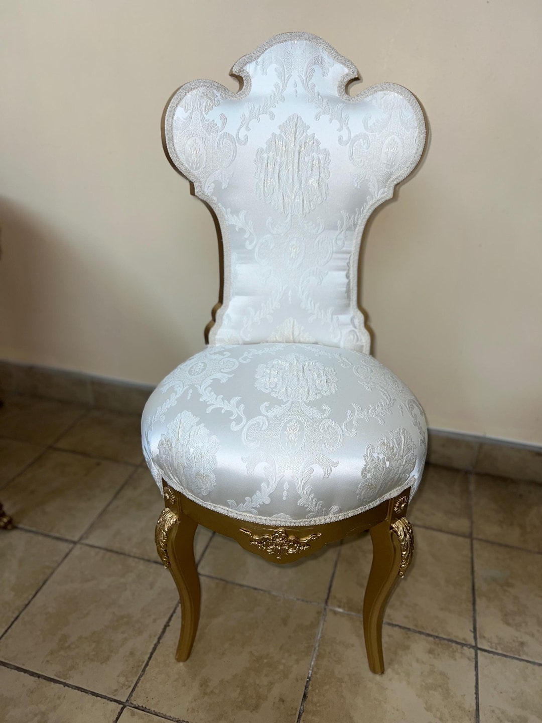 Damask Gold Painted Side Chair - Etsy