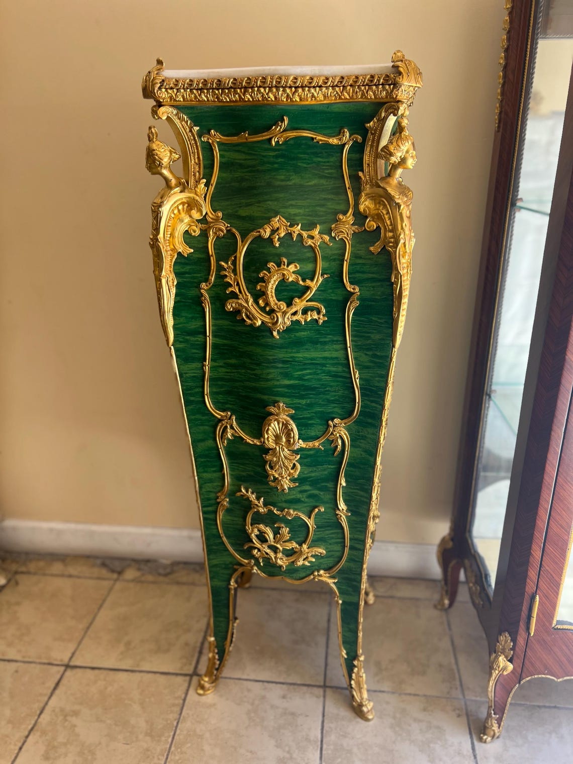 Pair of Louis XV Faux Malachite Pedestal Table Stands French Style - Etsy