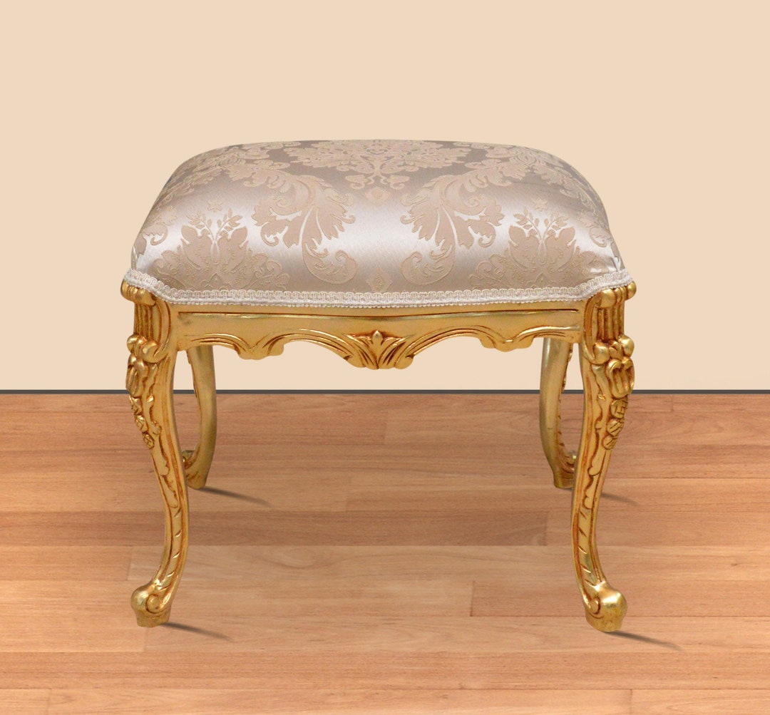 Louis XV Gold Leaf Bench Stool Ottoman Real Solid Wood. - Etsy