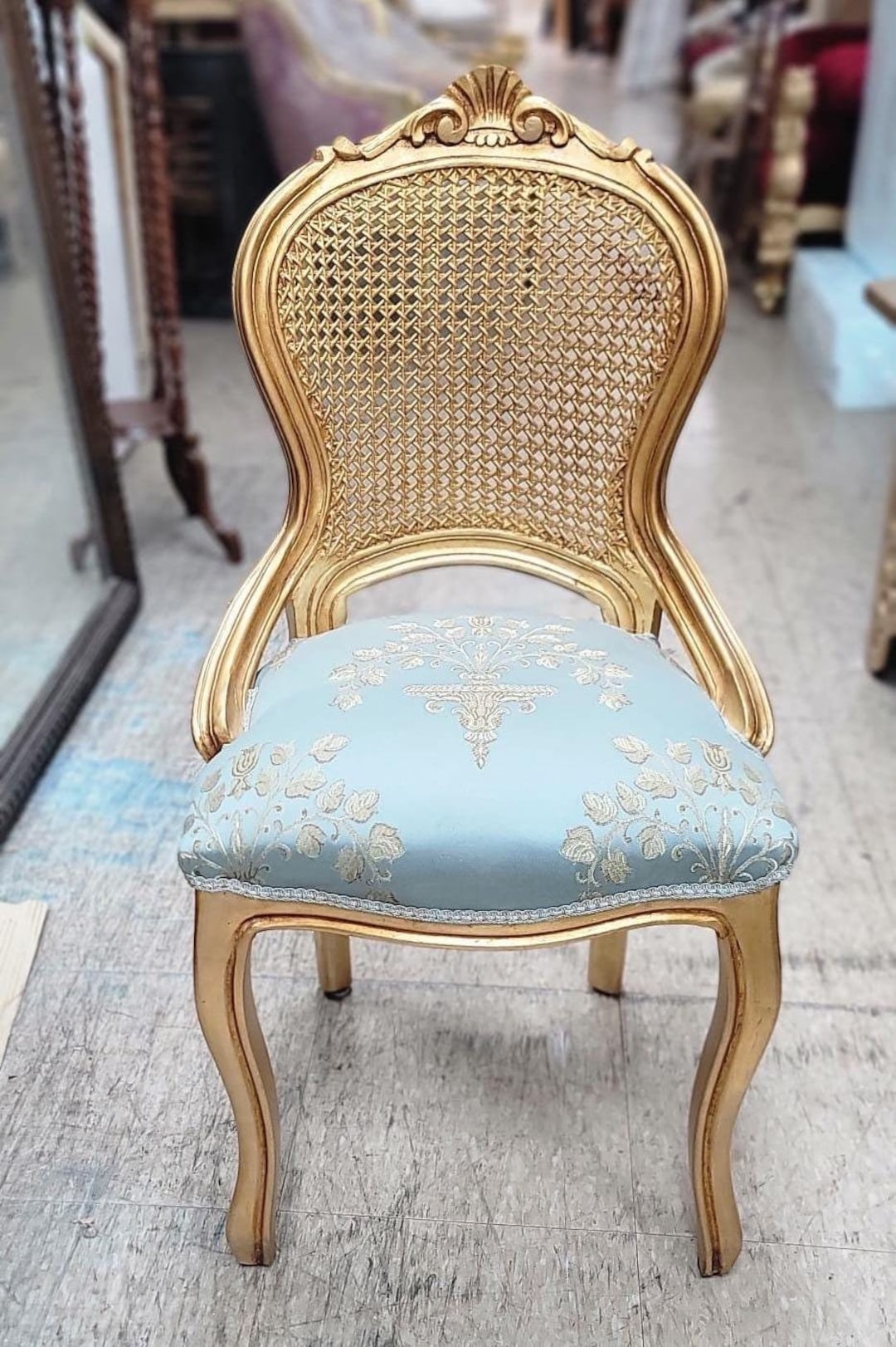 Louis XIV Gilded Gold Leaf Side Accent Chair - Etsy