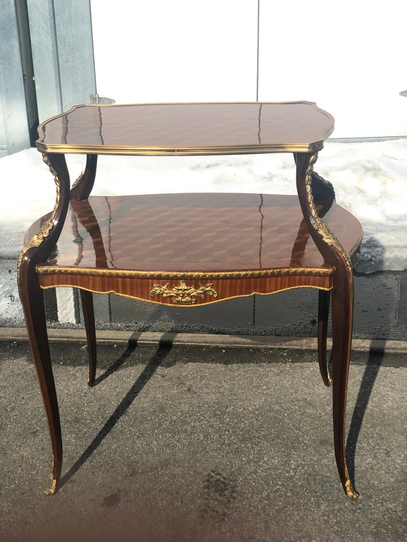 Parquetry Two Tier Tea Table - Etsy
