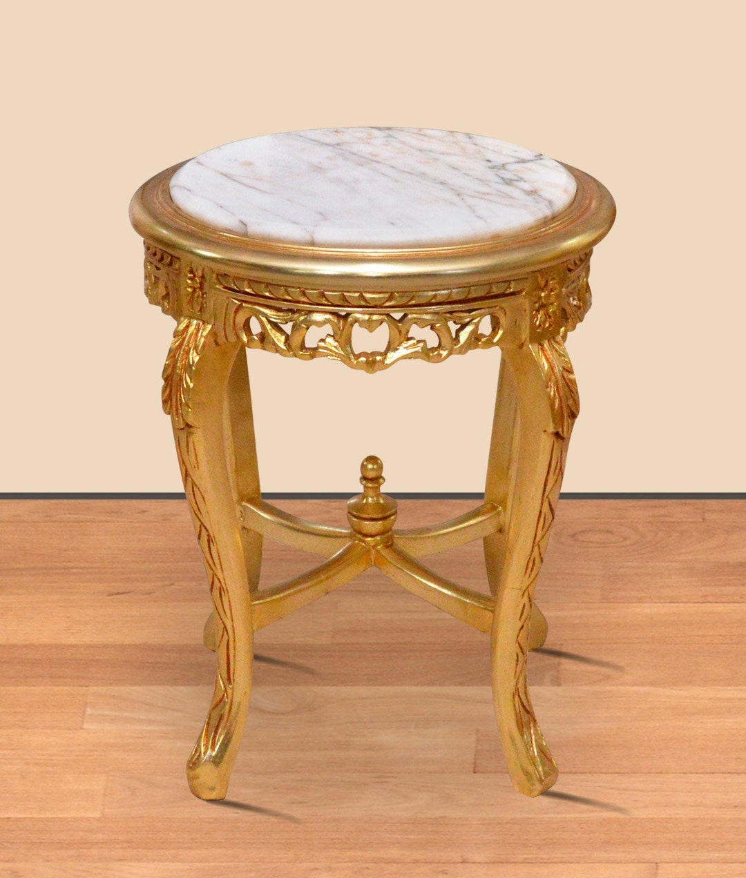 Marble Top Gold Leaf End Table - Etsy