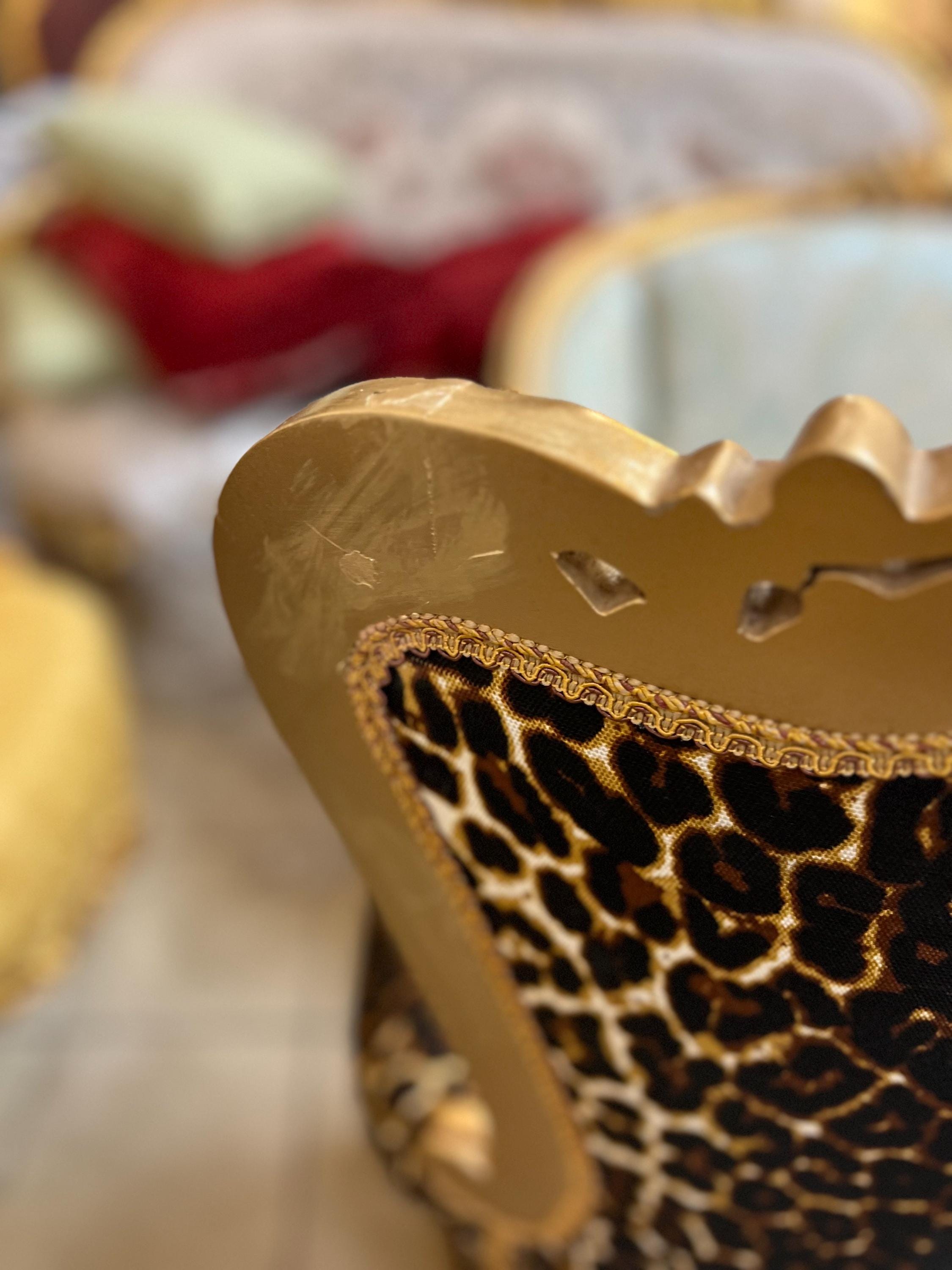 Children Chair Painted in Gold Paint and Leopard Print Upholstery - Etsy