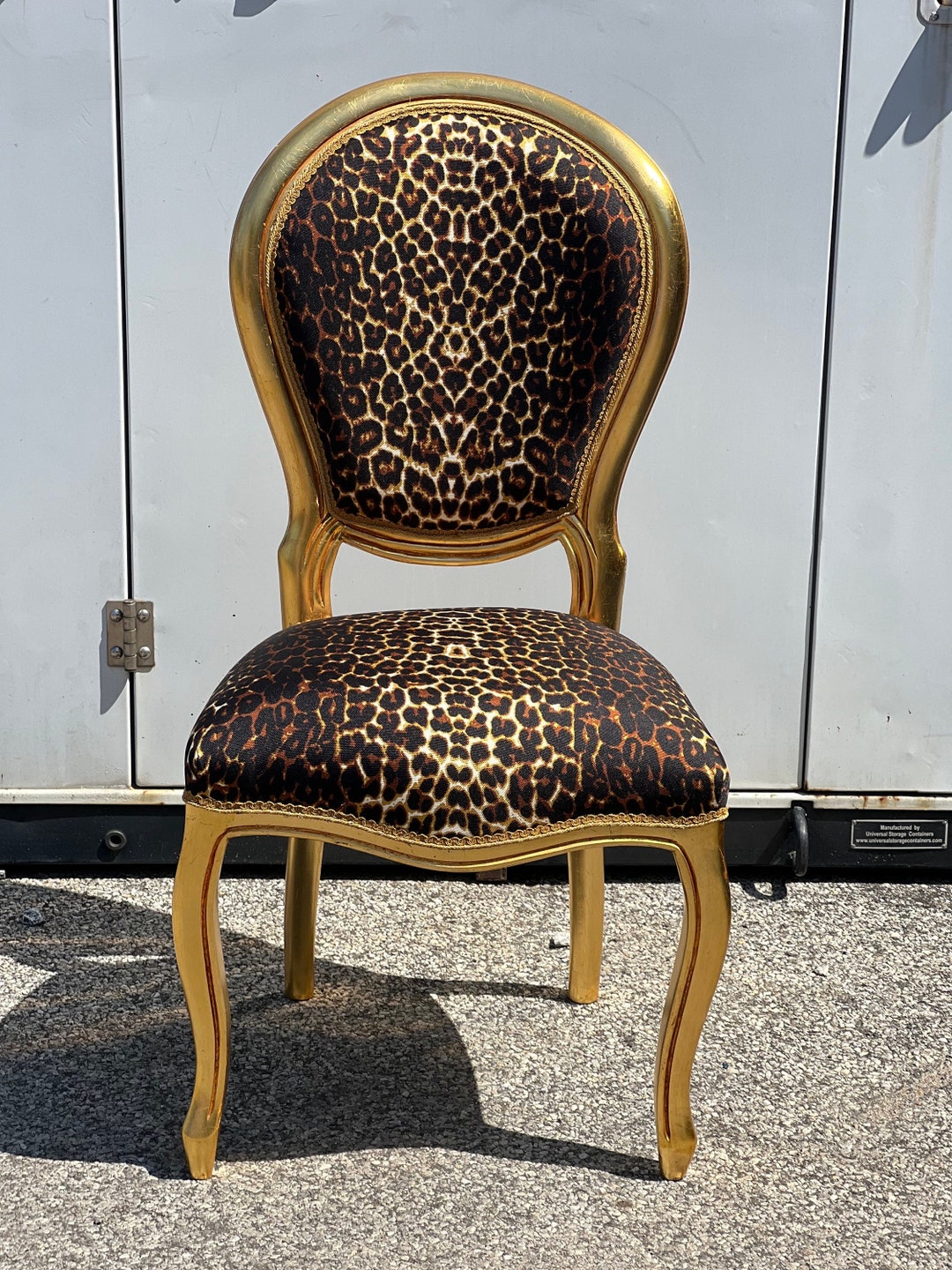 Animal Print Gilded Gold Leaf Chair - Etsy