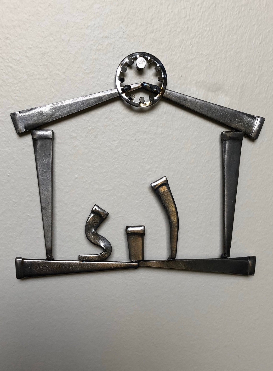 Nativity Scene, Cut Nails, Handmade - Etsy