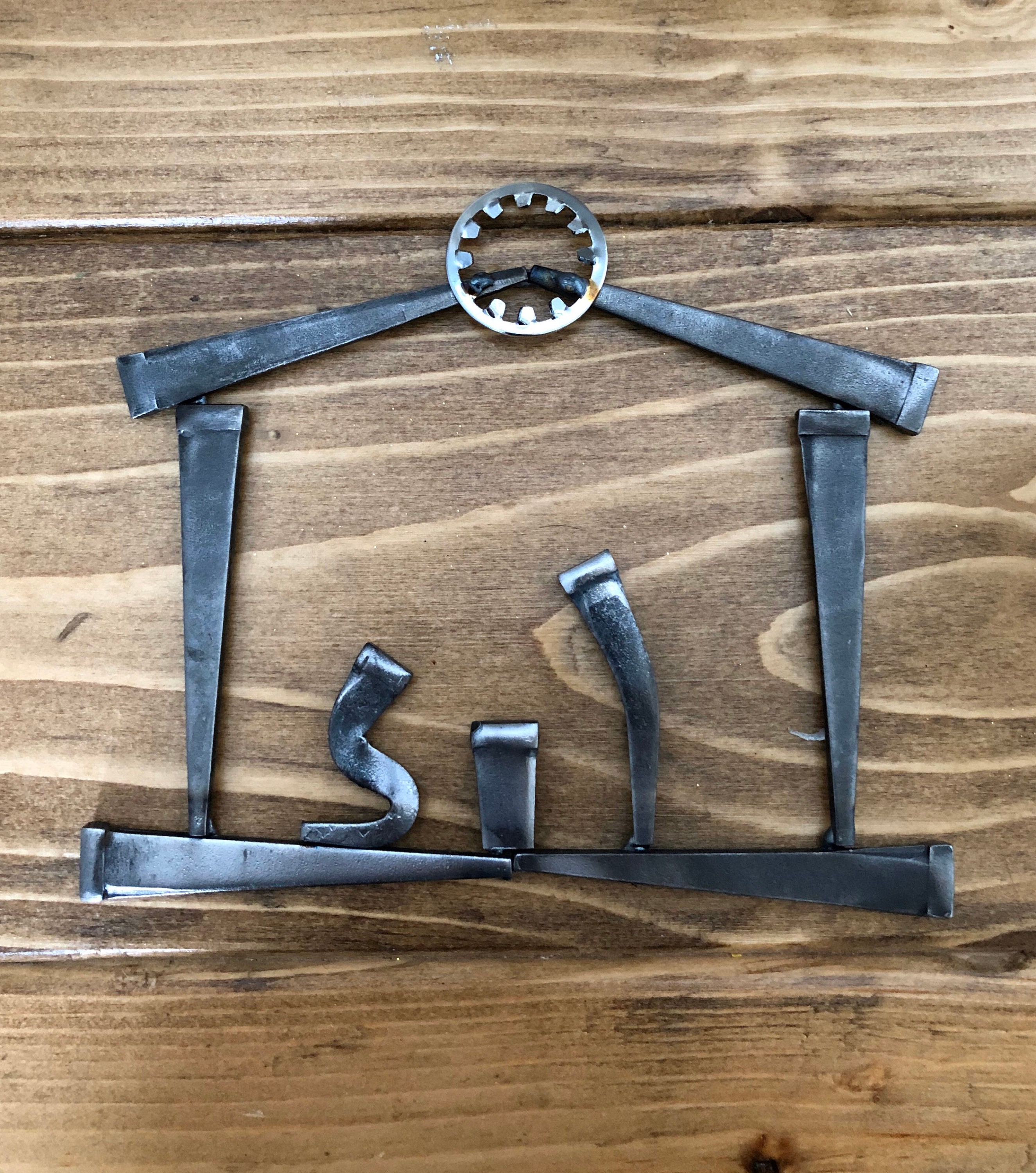 Nativity Scene, Cut Nails, Handmade - Etsy