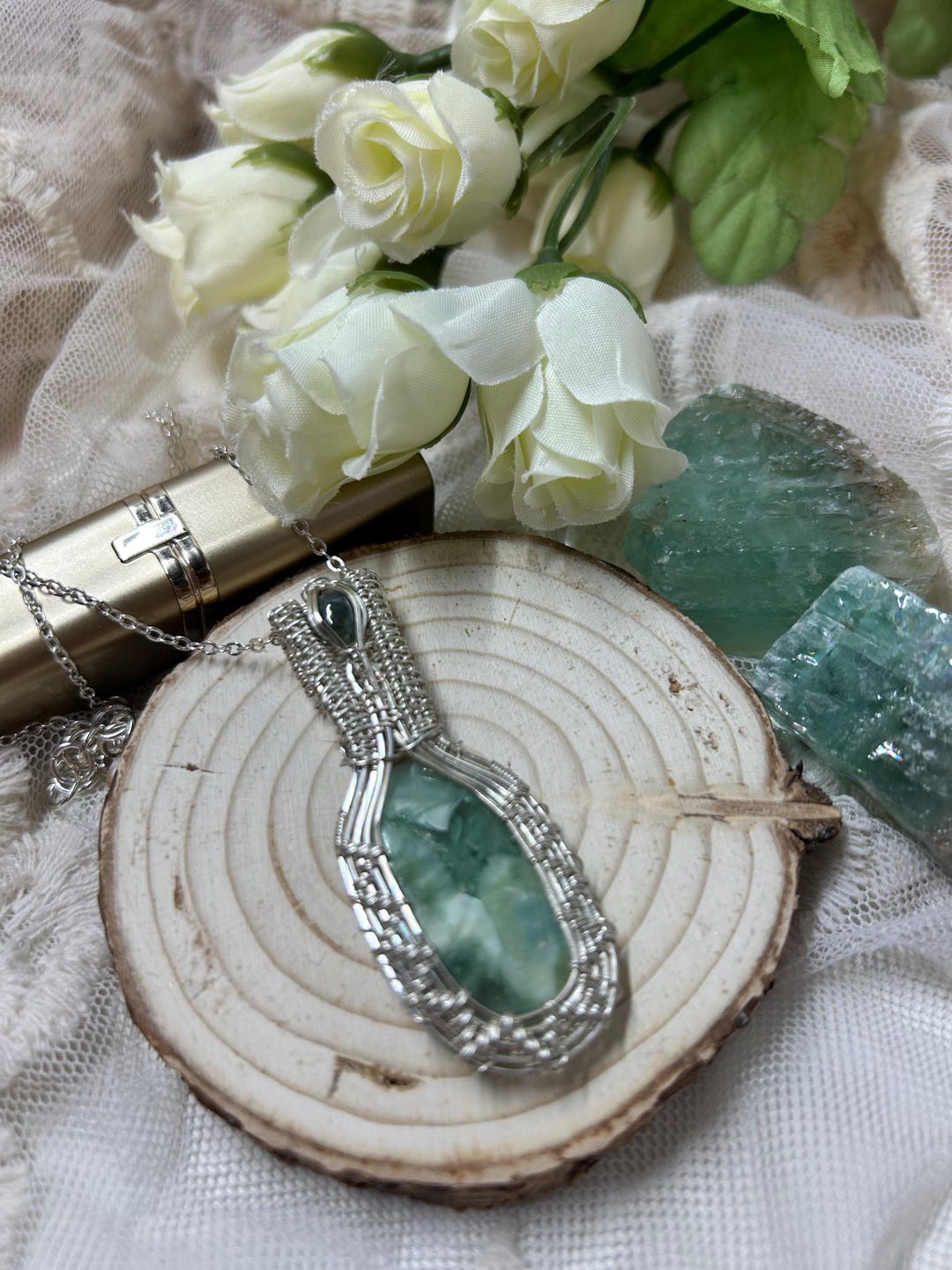 Handmade Wire Wrapped Mermaid Glass X Bio Tanzanite Necklace - Etsy
