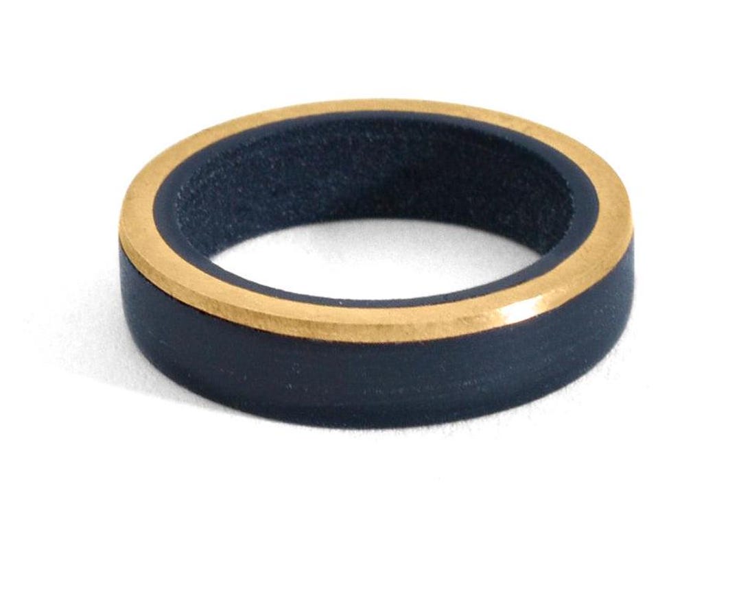 14k Yellow Gold PA-12 Black Resin Band - Osmio - Etsy
