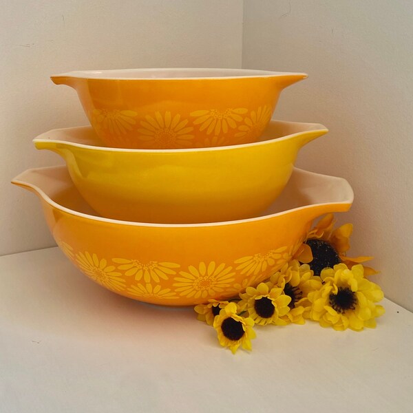 Sunflower Pyrex Bowls - Etsy