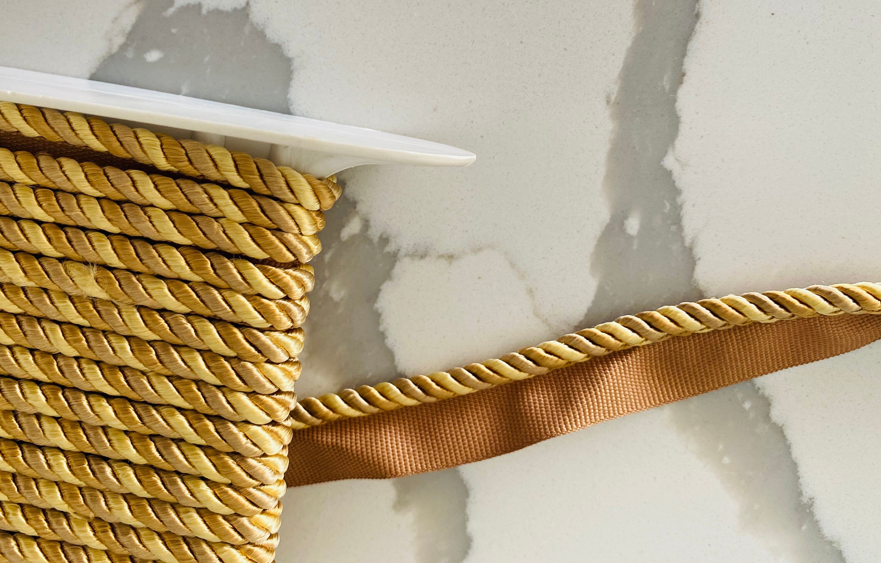 Curtain Twisted Cord Trim, 3 Ply Cord, Gold Satin Rope Trim. Cording ...