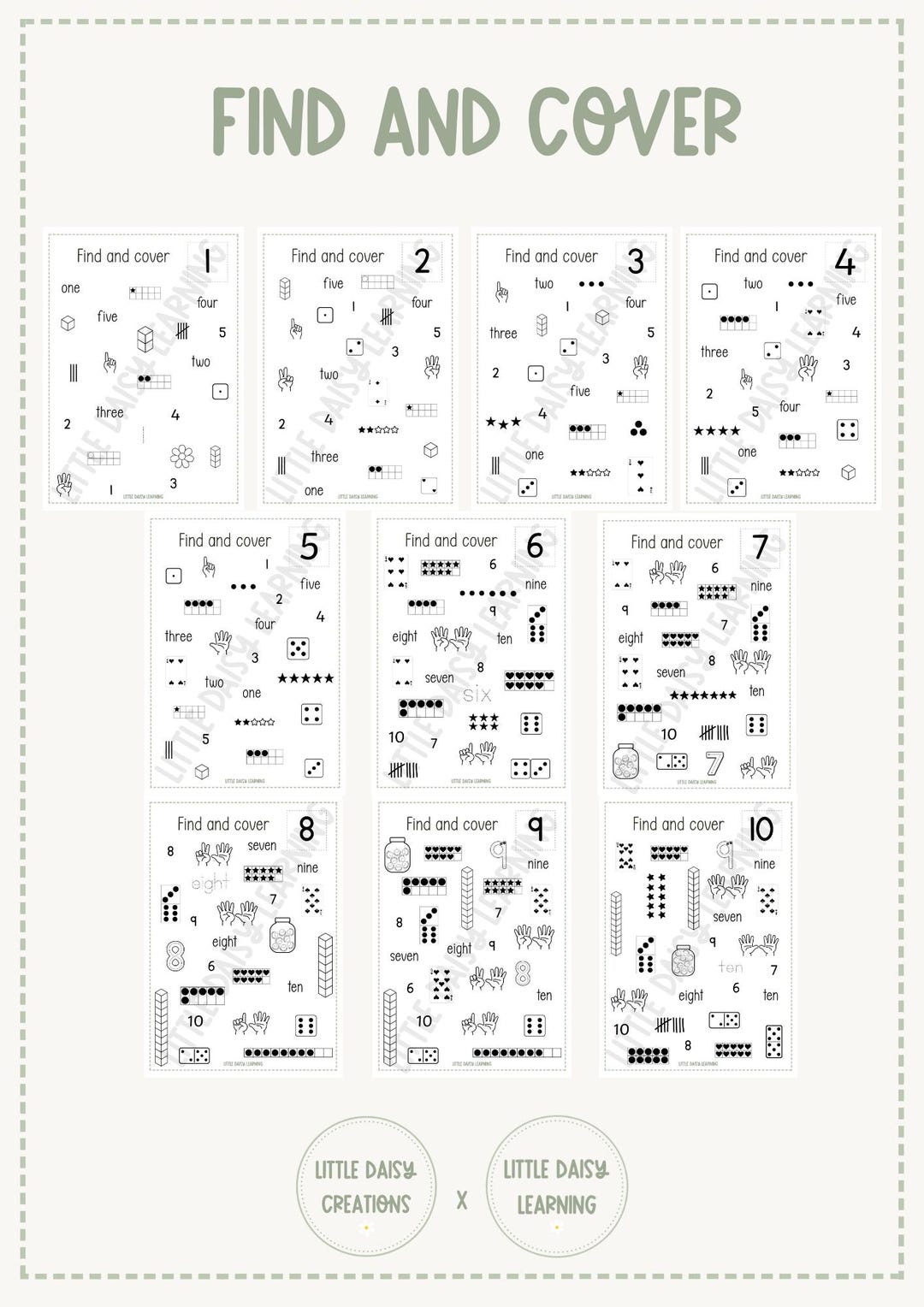 Learning Resources - Find and Cover - Numbers 1 - 10 - Number ...