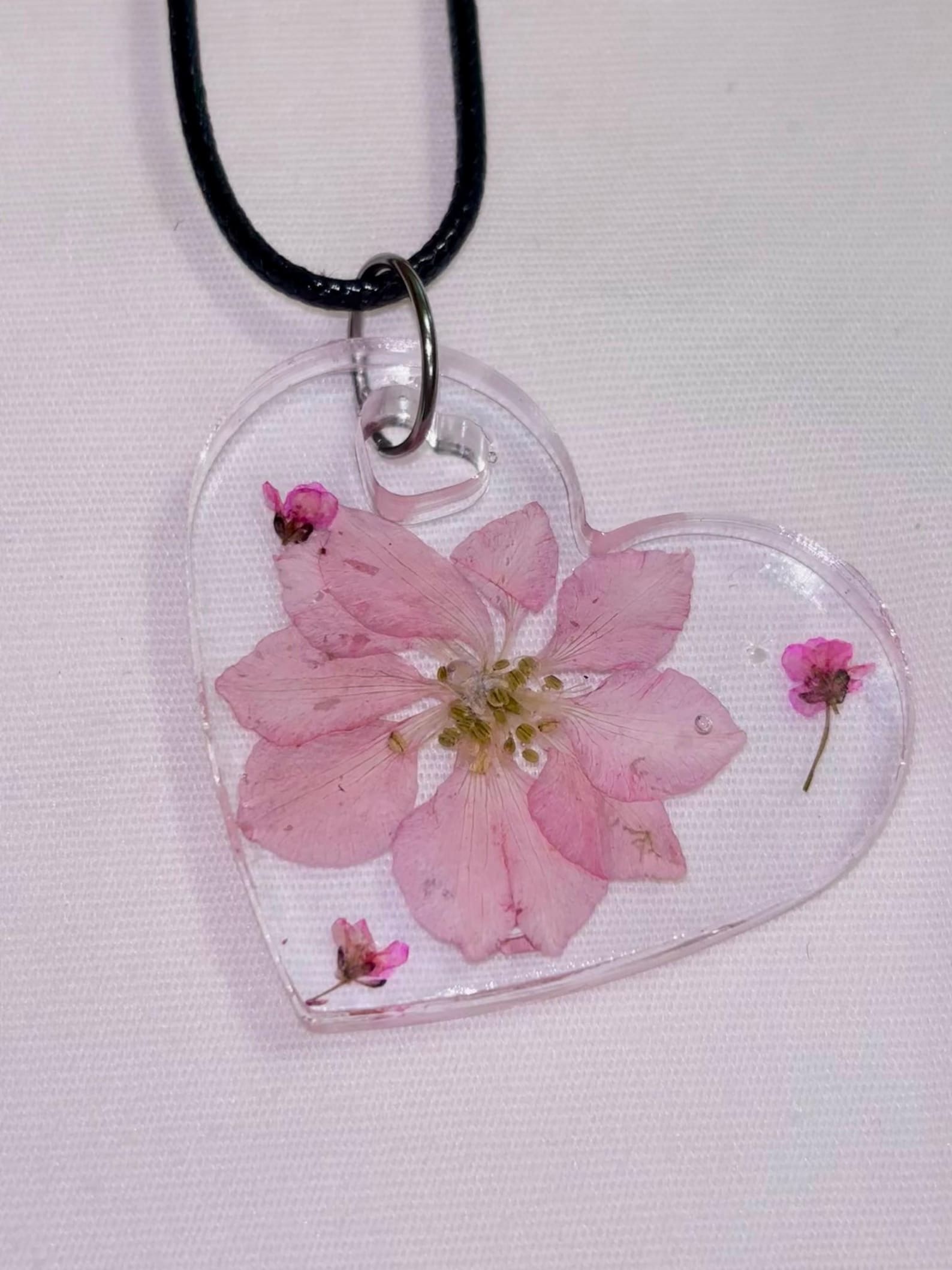Handmade Resin Multi Shaped Pendants With Real Pressed Flowers on Black ...