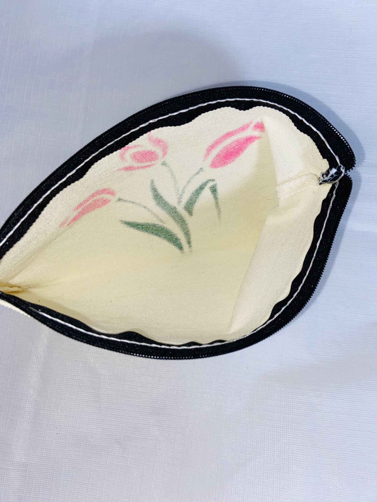 Hand Painted Small Beige Canvas Bag With Black Zipper - Etsy