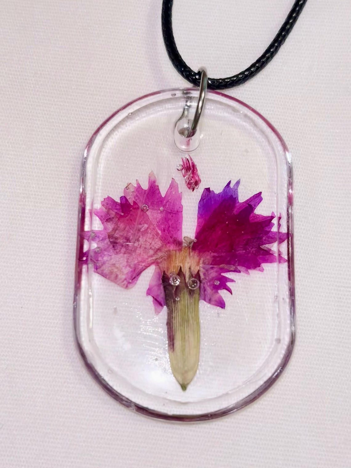 Handmade Resin Multi Shaped Pendants With Real Pressed Flowers on Black ...