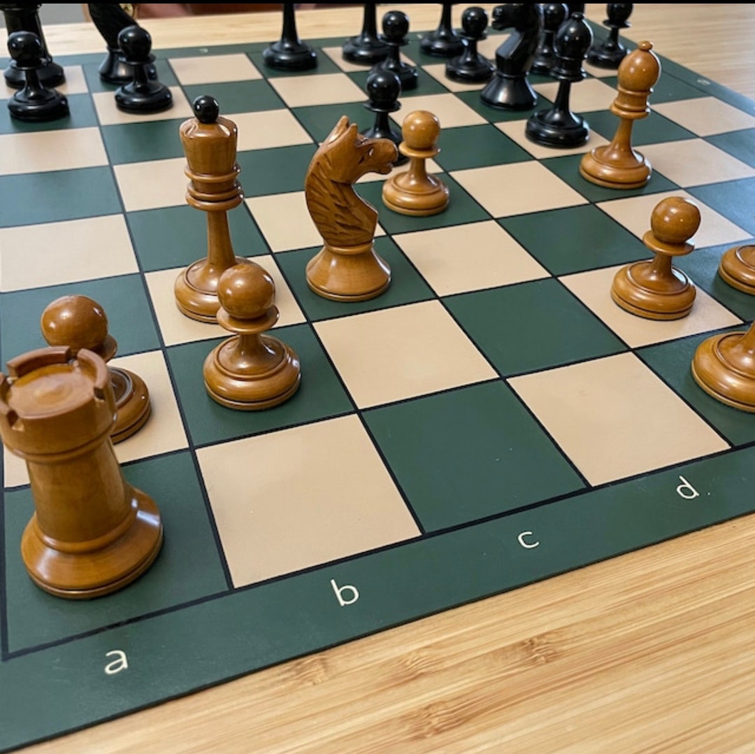 Buy Green and Tan Leather Chess Board, Rollable, Tournament Sizes and ...