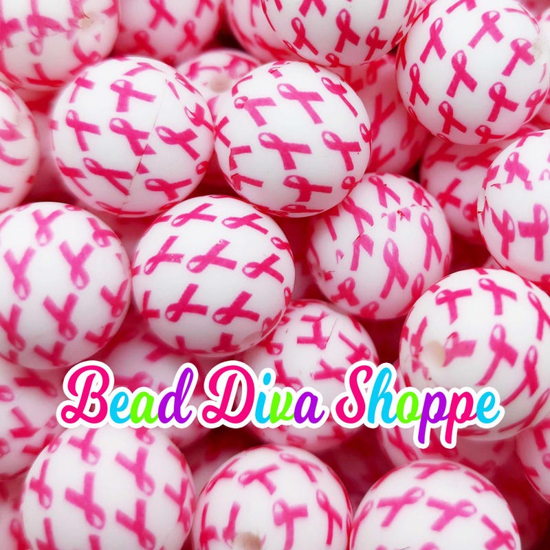 Pink Ribbon Beads - Etsy