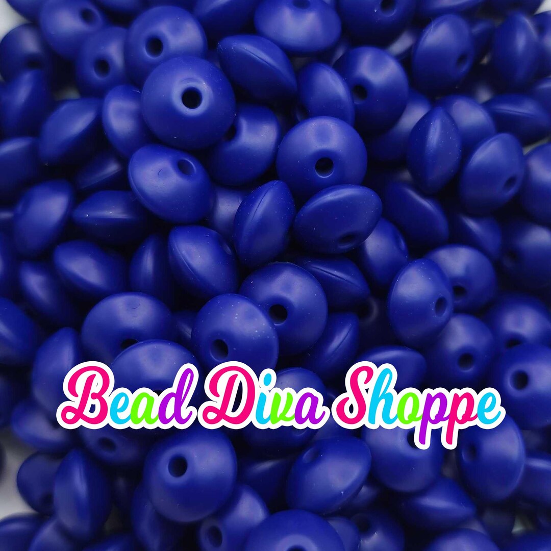 Set of 20 - NAVY BLUE - 12mm Silicone Lentil Beads - DIY Jewelry Making ...