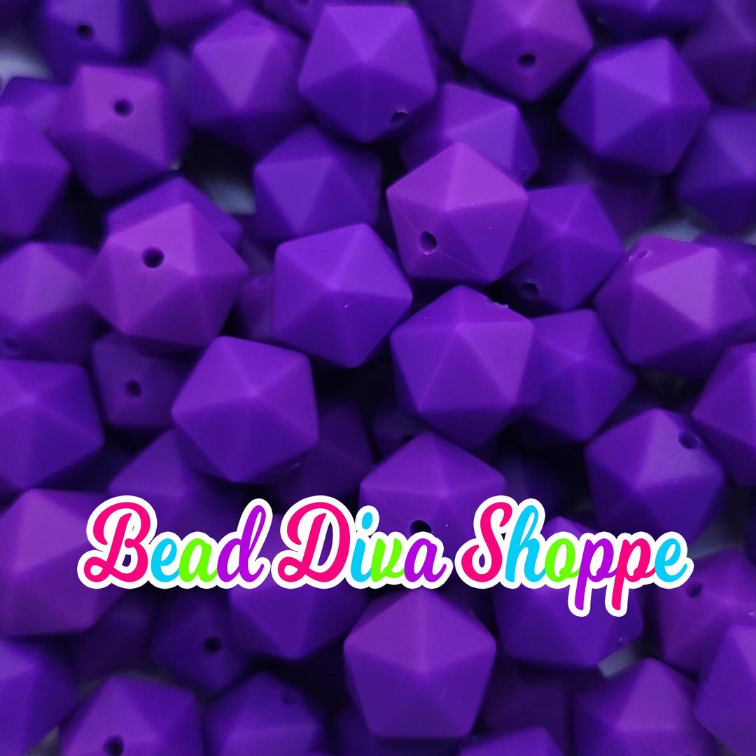 Set of 10 - 14mm - Purple Grape Hex - Silicone Beads - for Diy and ...