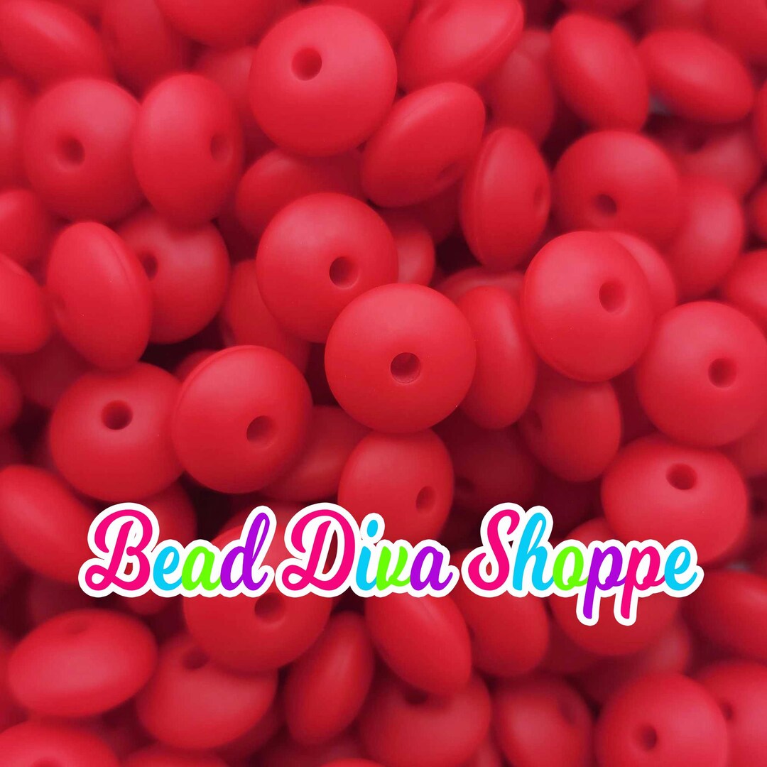 Set of 20 - SCARLETT RED - 12mm Silicone Lentil Beads - DIY Jewelry ...