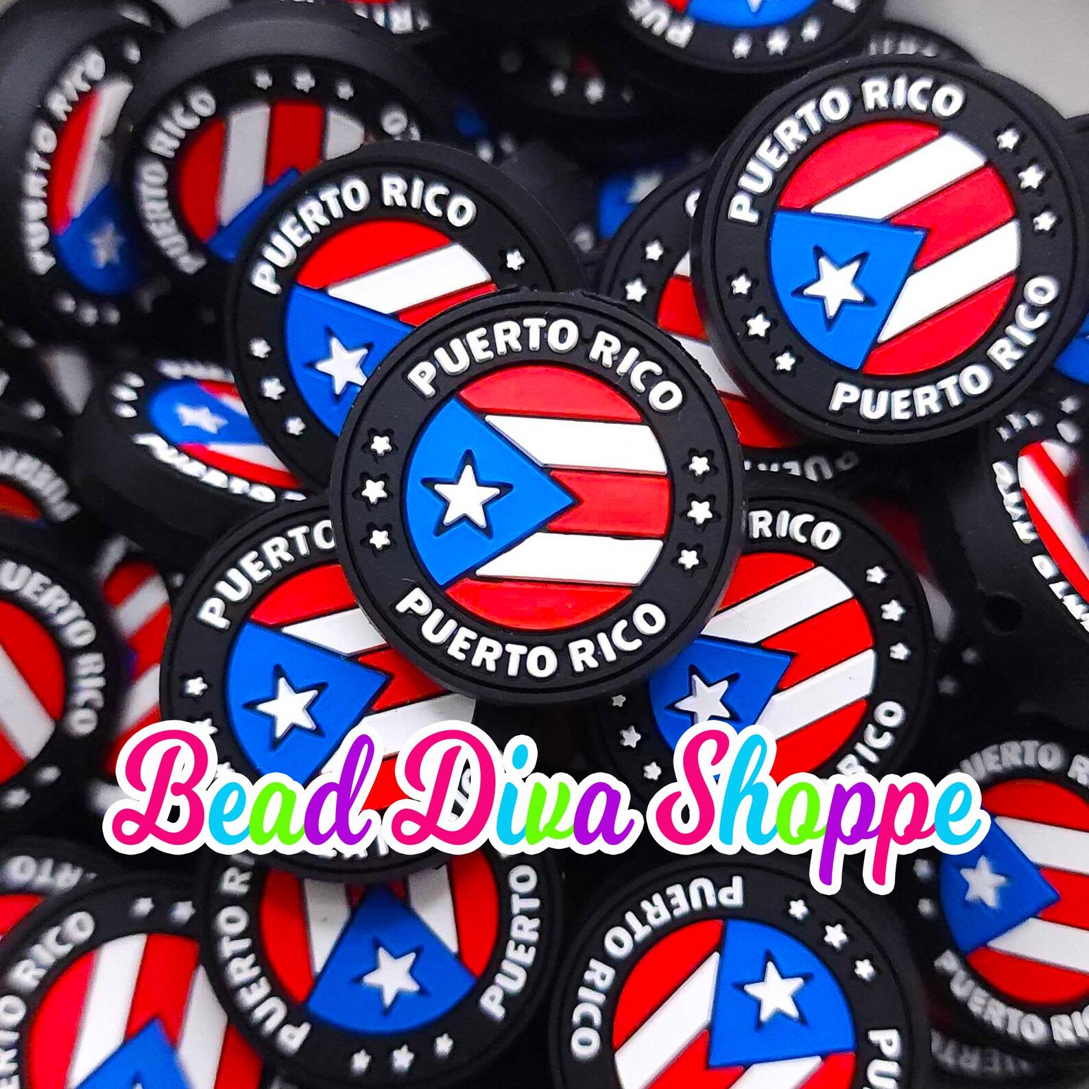 Set of 2 - 30mm - PUERTO RICO - Focal Beads - DIY Jewelry Making ...