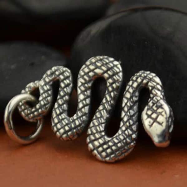 Silver Snake Charm - Etsy