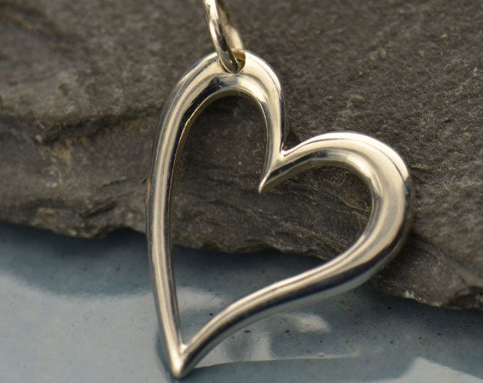 Sterling Silver Open Heart Charm With Swirl, S3020, Heart Charms ...