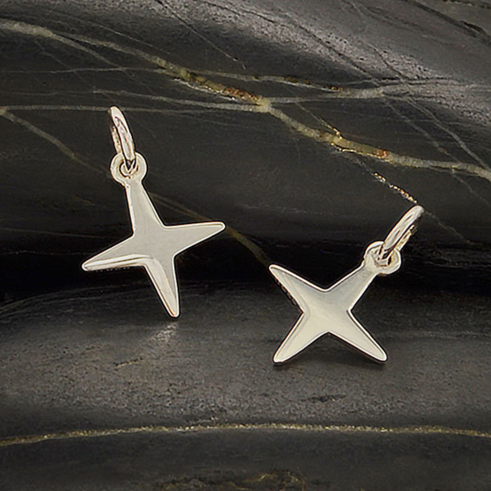 Sterling Silver Four Pointed Star Charm 16mm 6094 Star - Etsy
