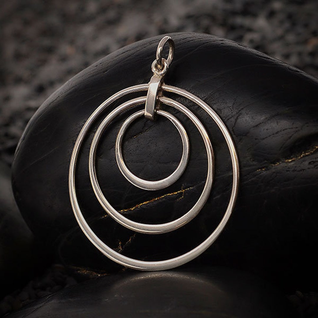 35% off NO Coupons Needed, Sterling Silver Triple Circle Pendant, P2683 ...