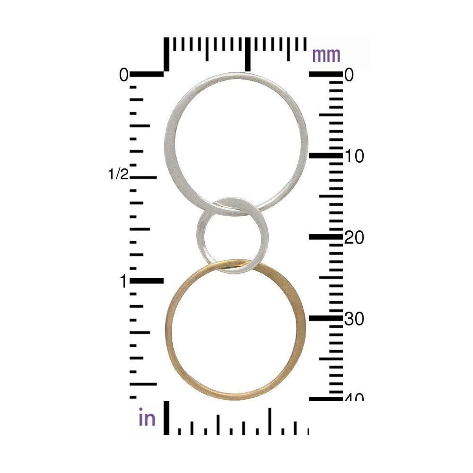 Three Circles Mixed Metal Links - Round Circle Links, Connector Links ...