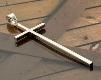 Extra Long Cross Pendant 925 Sterling Silver - Etsy