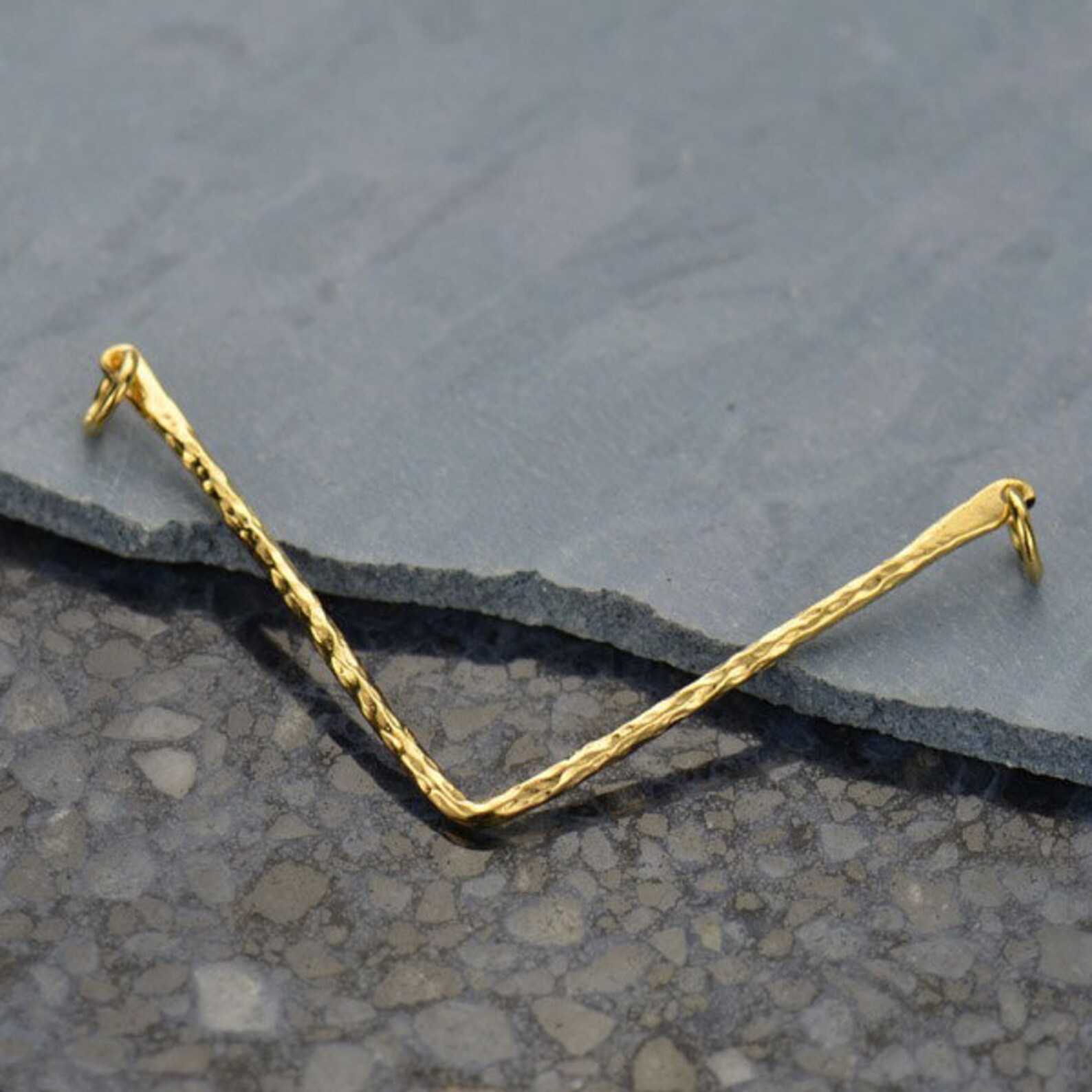 Sterling Silver Hammered Chevron Pendant, Natural Bronze Chevron ...