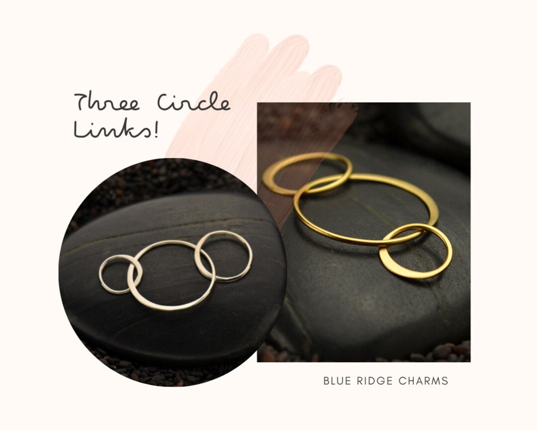 Three Circle Links, Sterling Silver Three Circle Link, Gold Plated ...