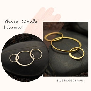 Three Circle Links, Sterling Silver Three Circle Link, Gold Plated ...